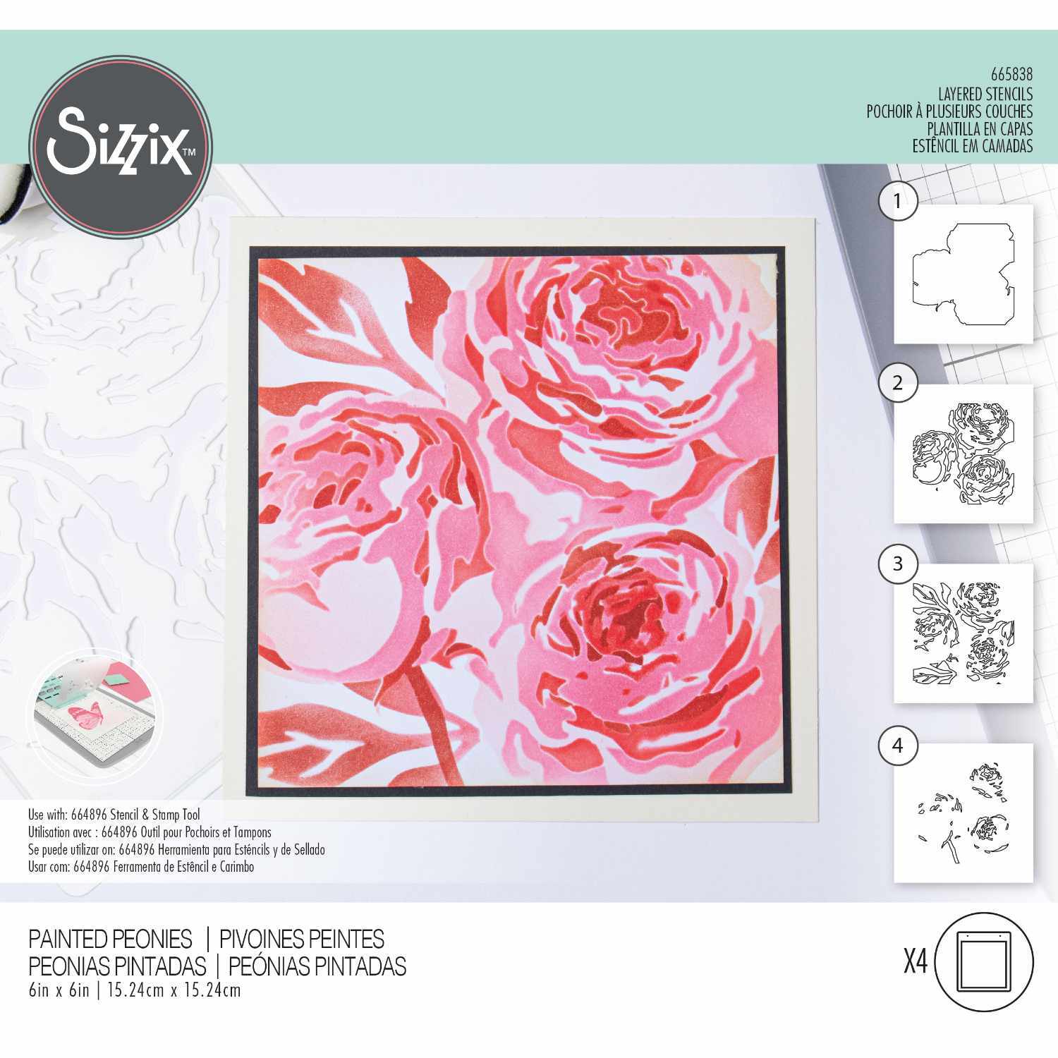 Layered Stencils Layered Peony by Olivia | 3555897