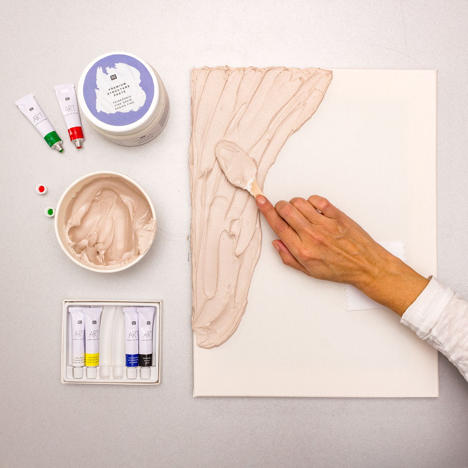 Anleitung Leinwand mit Strukturpaste und Acrylfarben gestalten günstig online kaufen