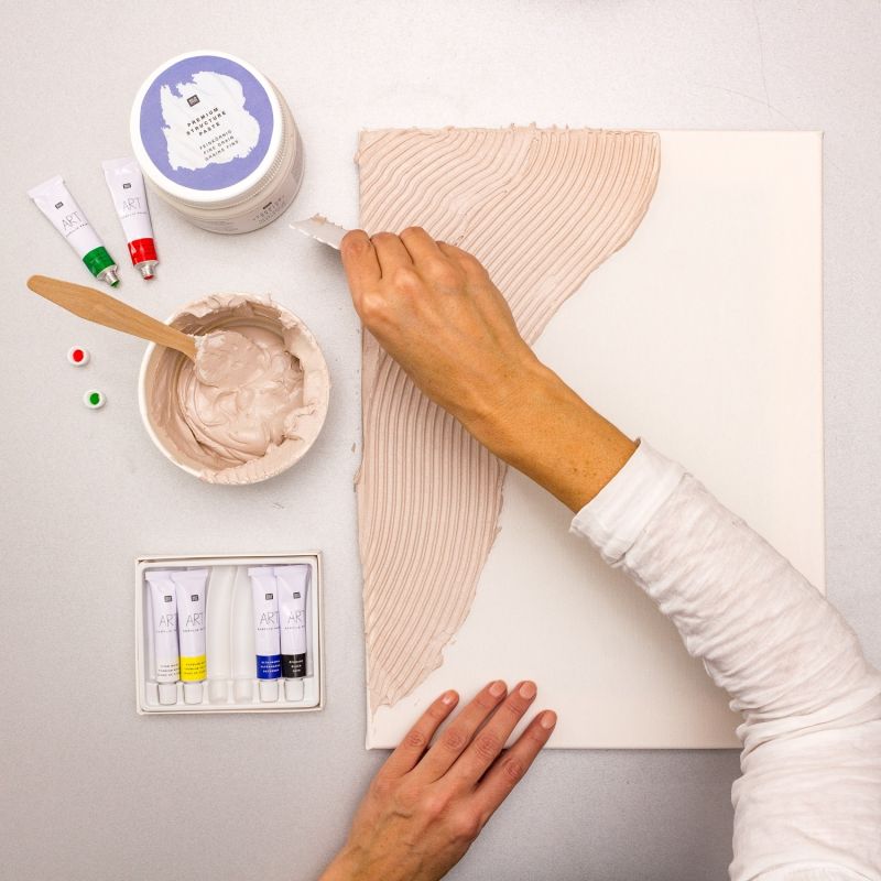 Anleitung Leinwand mit Strukturpaste und Acrylfarben gestalten günstig online kaufen