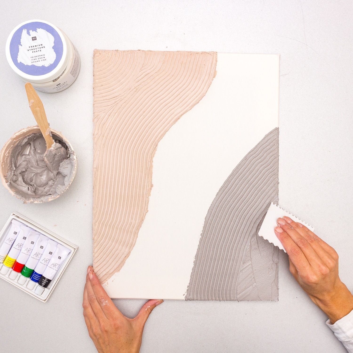 Anleitung Leinwand mit Strukturpaste und Acrylfarben gestalten günstig online kaufen