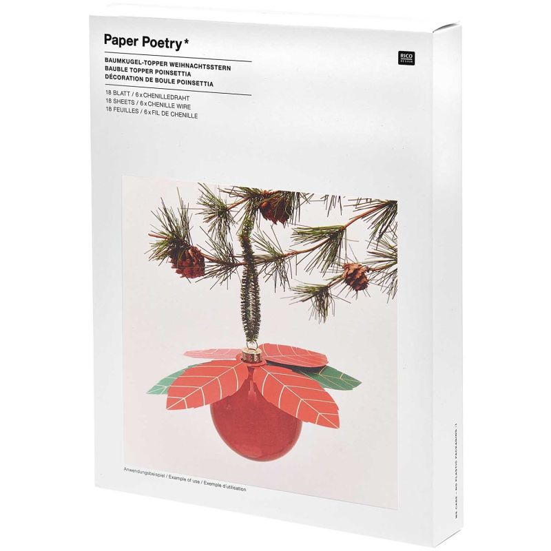 Paper Poetry Christbaumkugel-Topper Ilex grün 6 Stück | 3410400