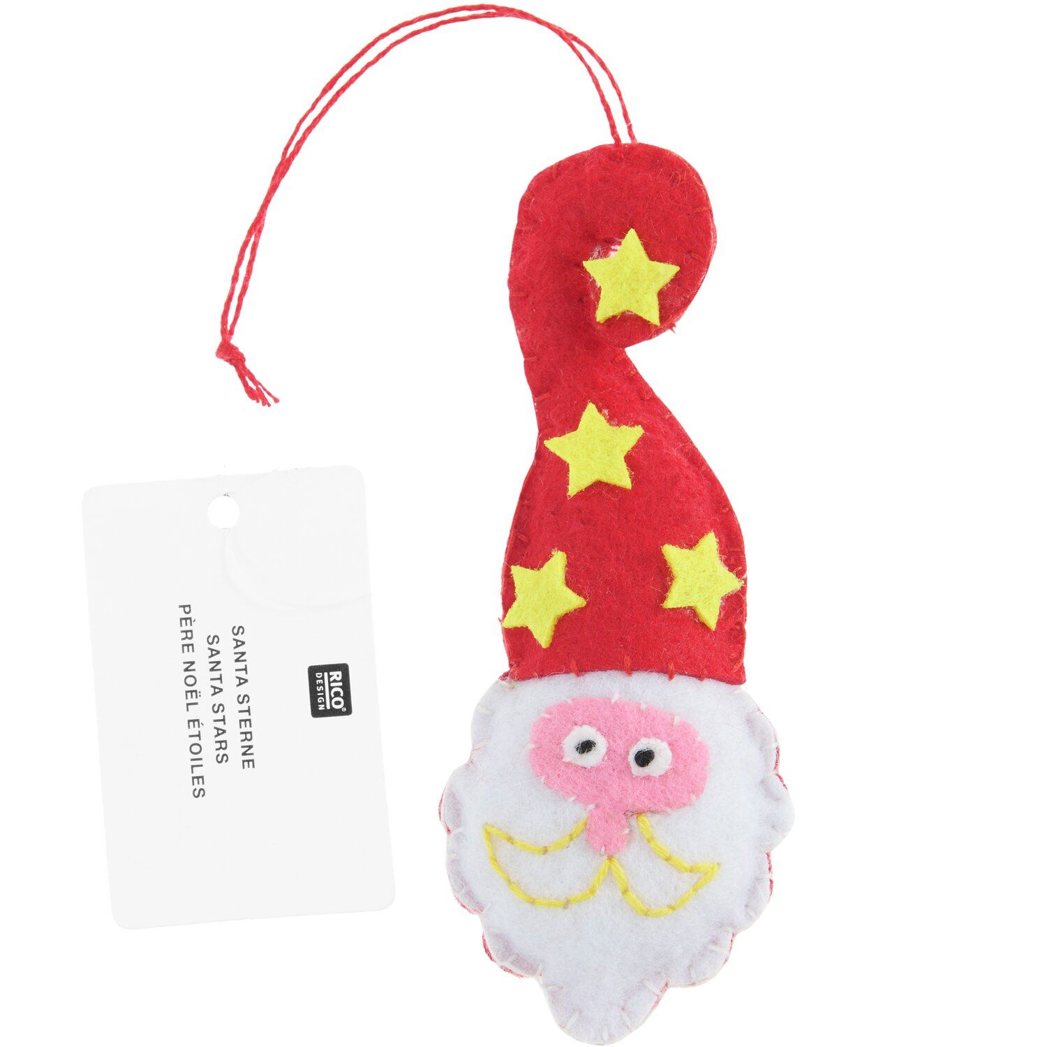 Aufhänger Filz-Santa mit Sternen Rot/Weiß | 3729267