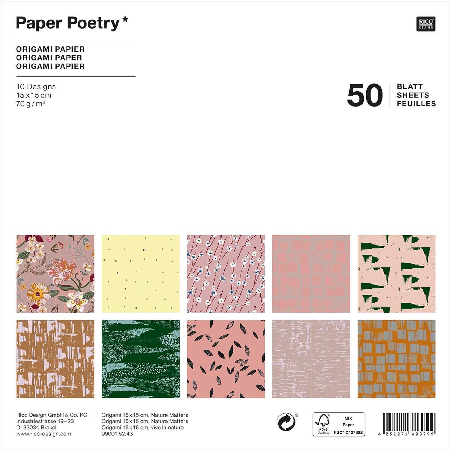 Paper Poetry Origami Nature Matters 15x15cm 50 Blatt | 3327517